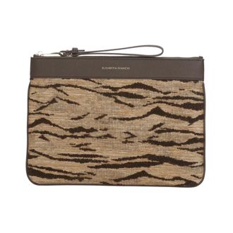 Elisabetta Franchi Tiger-Stripe Clutch - - Bags - Damen - Braun - ONE SIZE
