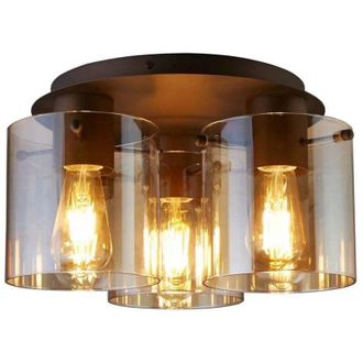 Searchlight [NEUWERTIG] B-Ware Searchlight Sweden Deckenleuchte Lampe E27 Mokka Amber Stahl Glas 3fl