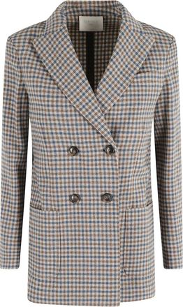 Circolo 1901 blazer croisé à carreaux vichy - Marron