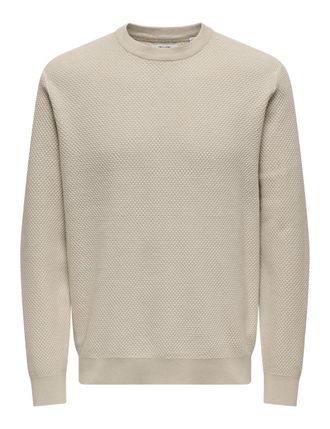 Only & Sons Herren Onsmorgan Reg 12 Structure Crew Knit, Silver Lining, M EU