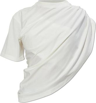 Courr&egrave;ges Femme, Blouses et Chemises, Blanc, Taille: 40 FR T-shirt asym&eacute;trique drap&eacute;