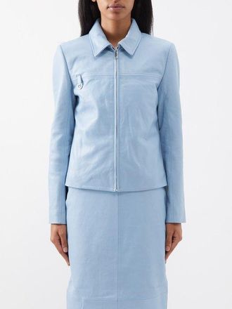 Saks Potts Jimmy Leather Jacket - Womens - Light Blue