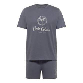 Carlo Colucci Shorty Pyjama Set - - Nightwear & Lounge - Herren - Grau - L