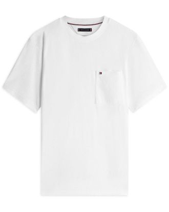 Tommy Hilfiger Baumwoll-T-Shirt in Frottee-Qualit&auml;t mit Brusttasche, Relaxed Fit in