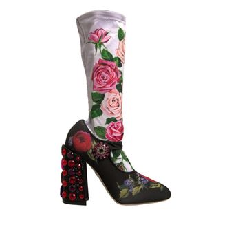 Dolce & Gabbana Schwarze florale Kristallstiefel - - Shoes - Damen - Mehrfarbig - 38 EU