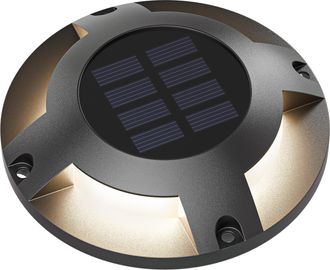 LEDs Com LED Solar-Bodenleuchte BUNSO für außen, IP65, Kunststoff, rund, 120 mm Ø, warmweiß
