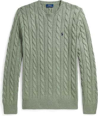 Ralph Lauren Rundhalspullover mit Zopfstrickmuster und kleiner Pony-Stickerei in