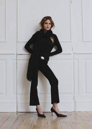 Mango Pantalon cropped taille haute noir - Femme - 32 - MANGO