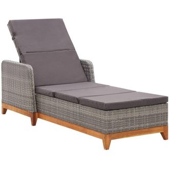 vidaXL Vidaxl - Sonnenliege Poly Rattan und Massivholz Akazie Grau