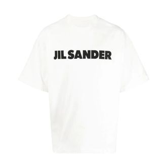 Jil Sander Homme, Tops, Blanc, Taille: M Logo T-Shirt