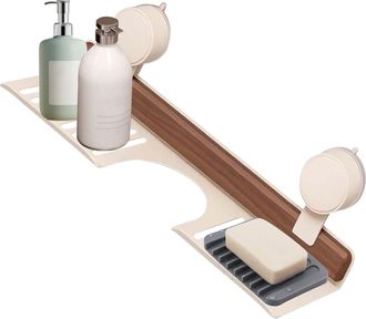 Generico Wandorganizer f&uuml;r Badezimmer | f&uuml;r Bad und K&uuml;che aus Walnuss ohne Bohren | Halter f&uuml;r Schwamm Kamm Make-up Toilettenpapier Schlafzimmer Zuhause