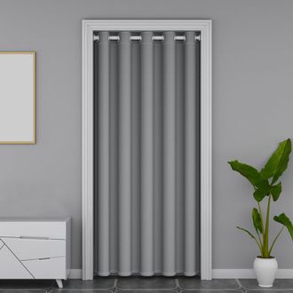 ICEGREY Türvorhang Blickdicht mit Ösen Thermovorhang Verdunklungsvorhang Wärmehaltung für Türen und Fenster für Fenster und Tür, thermoisolierend, Grau