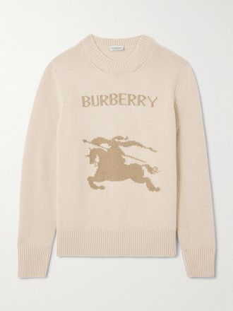 Burberry Pullover Aus Einer Kaschmir-wollmischung Mit Intarsienmotiv - Neutral