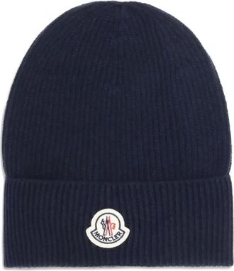 Moncler bonnet à patch logo - Bleu