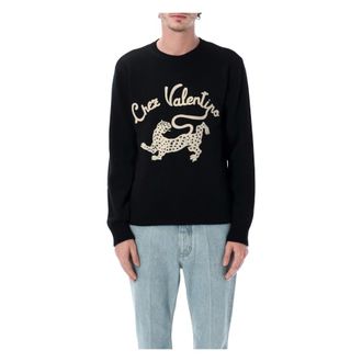 Valentino Garavani Homme, Pulls, Noir, Taille: XL Maglia Girocollo