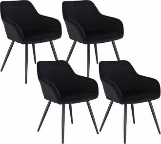 Woltu Woltu - Lot de 2 chaises de salle &agrave; manger avec accoudoirs - Chaise en velours bordeaux - Pieds en m&eacute;tal - Hauteur 81 cm - Charge max 120 kg