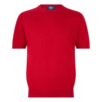 Fedeli Kurz&auml;rmliger Pullover mit Rundhalsausschnitt - - Knitwear - Herren - Rot - L